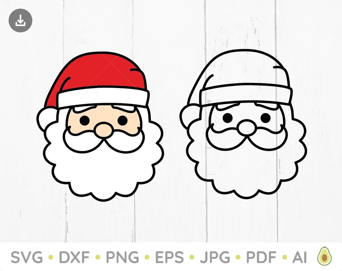 Santa Face Svg Santa Svg Digital Download Santa Face Clip - Etsy