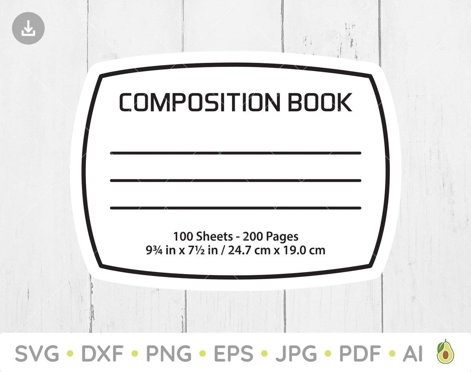 Composition Book Svg Journal Notebook Cover Print Notebook - Etsy