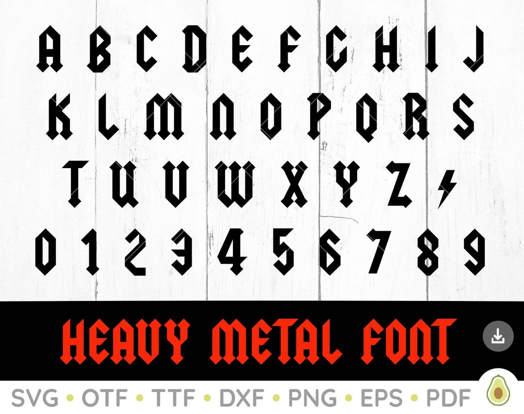 Heavy Metal Font, Hard Rock Font, Font Svg, ACDC Font, Digital Download ...