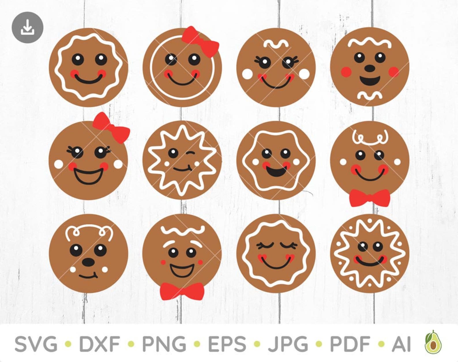 Gingerbread Face Svg Bundle, Gingerbread Man Svg, Gingerbread Iron On ...
