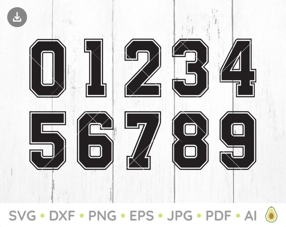 Jersey Numbers Svg Sports Svg Sports Clipart Jersey Numbers - Etsy