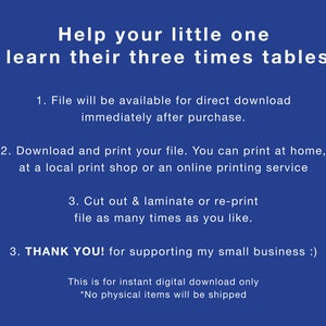 Three Times Tables Flash Cards Printable - Etsy