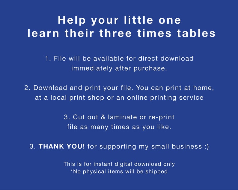 Three Times Tables Flash Cards Printable - Etsy