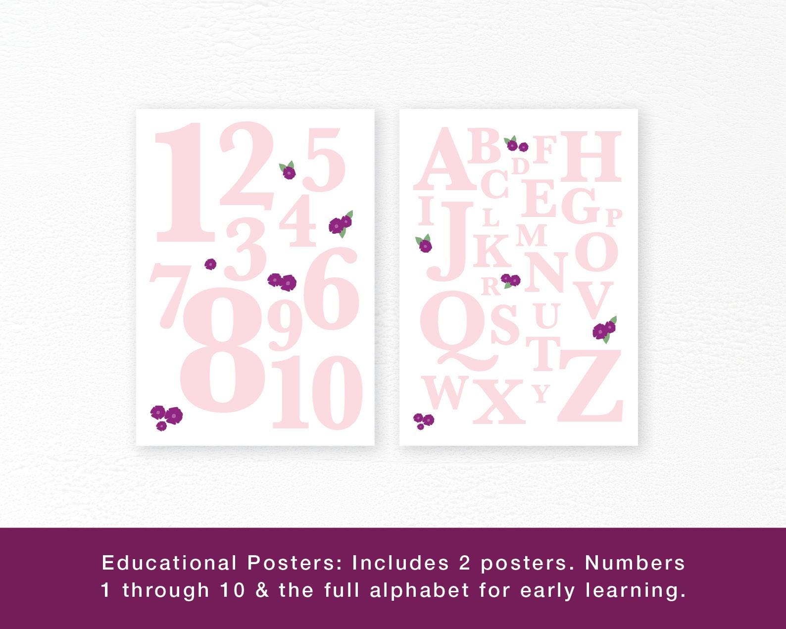 1-10 Numbers & Alphabet Printable Poster Bundle, Kids Educational Wall ...