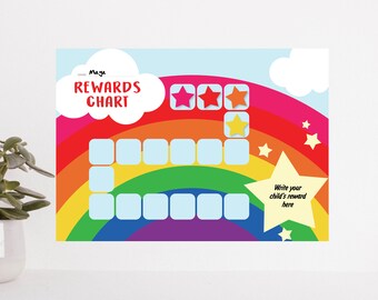 Practice and Rewards Chart for Kids, Practice Rewards Chart, Rainbow ...