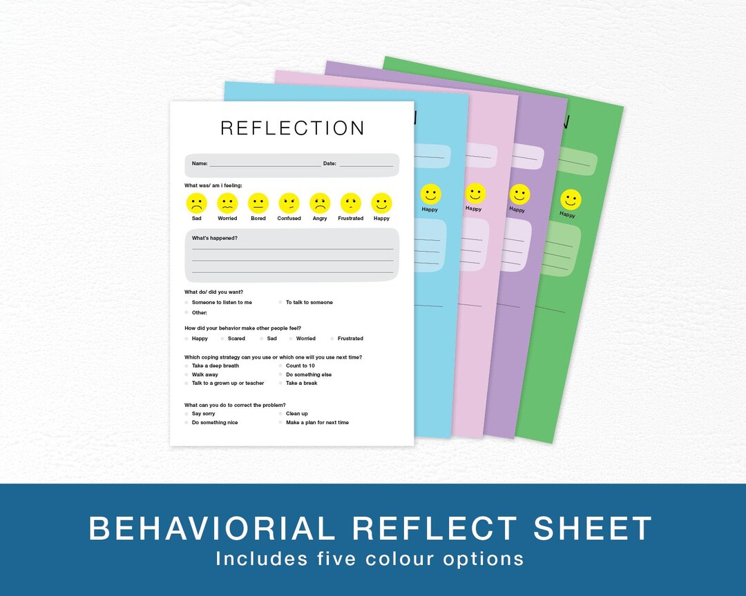 Behavioural Reflection Sheet Printable PDF for Kids – Emotional Awareness & Positive Behavioural ...