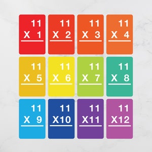 Eleven Times Tables Flash Cards Printable Instant Download - Etsy