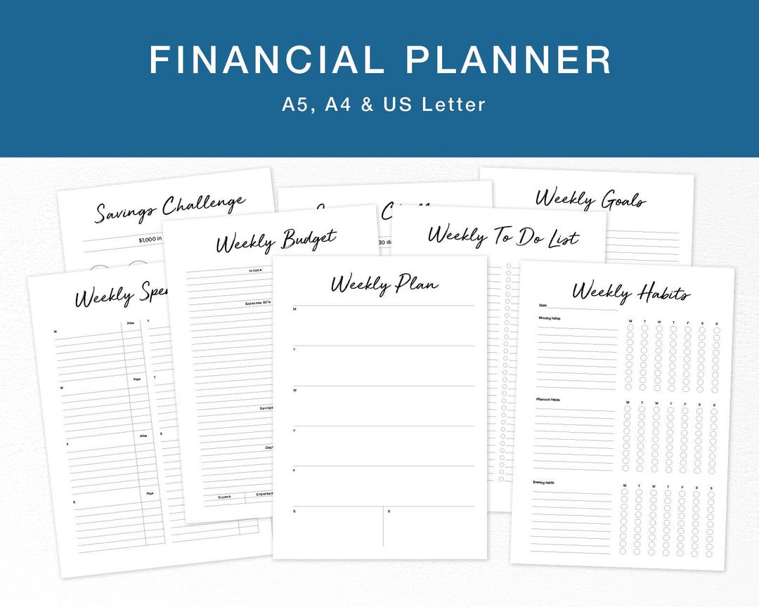 Financial Planner Printable PDF - Weekly Budget, Spending Tracker ...