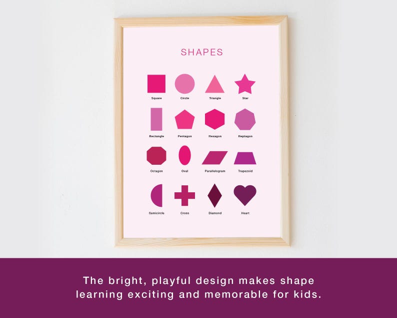 Shapes Poster Printable PDF for Kids Educational Wall Art for Learning ...