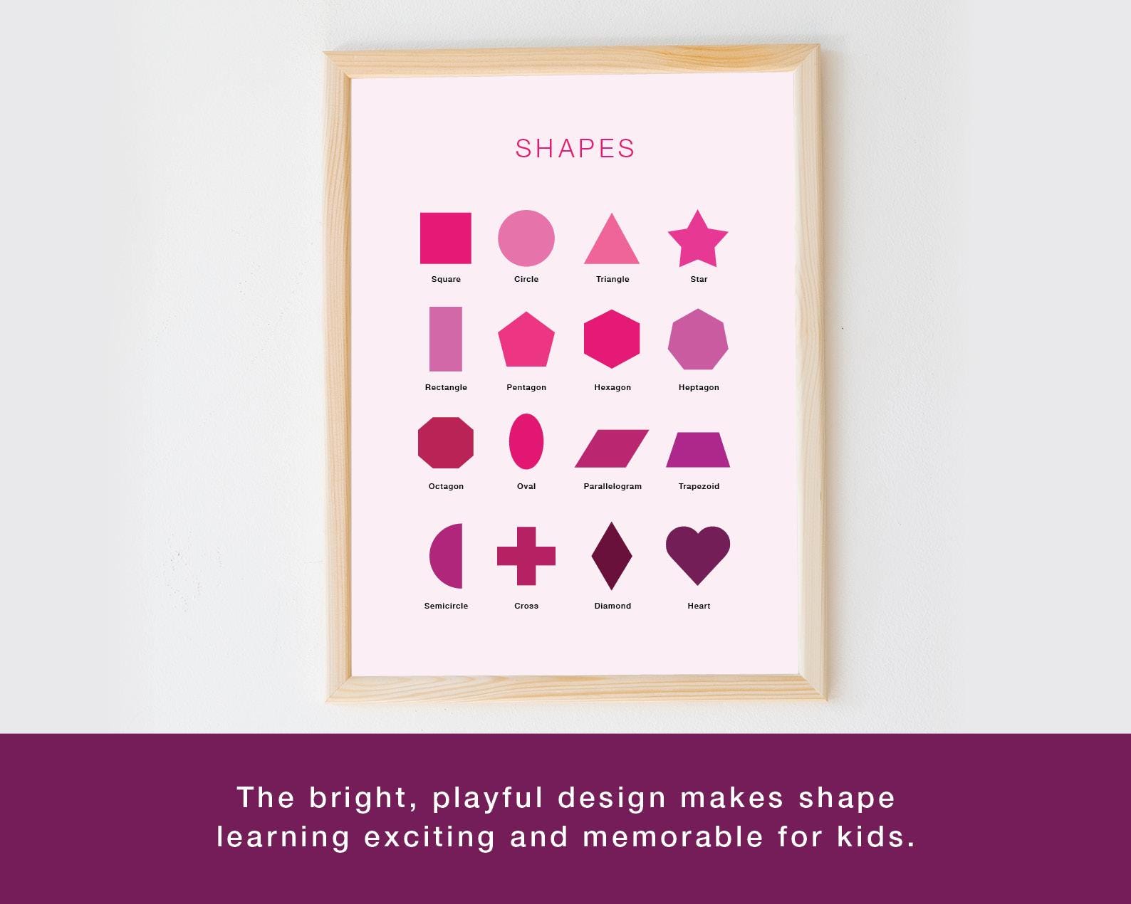 Shapes Poster Printable PDF for Kids Educational Wall Art for Learning ...