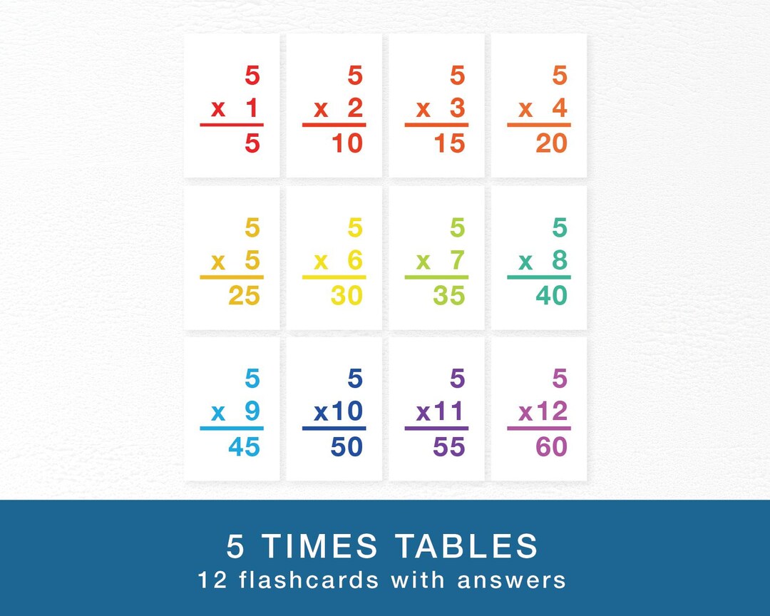 Five Times Table Flashcards With Answers - Printable PDF for Easy ...