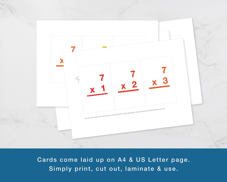 Seven Times Tables Flash Cards Printable Maths, Multiplication, School ...