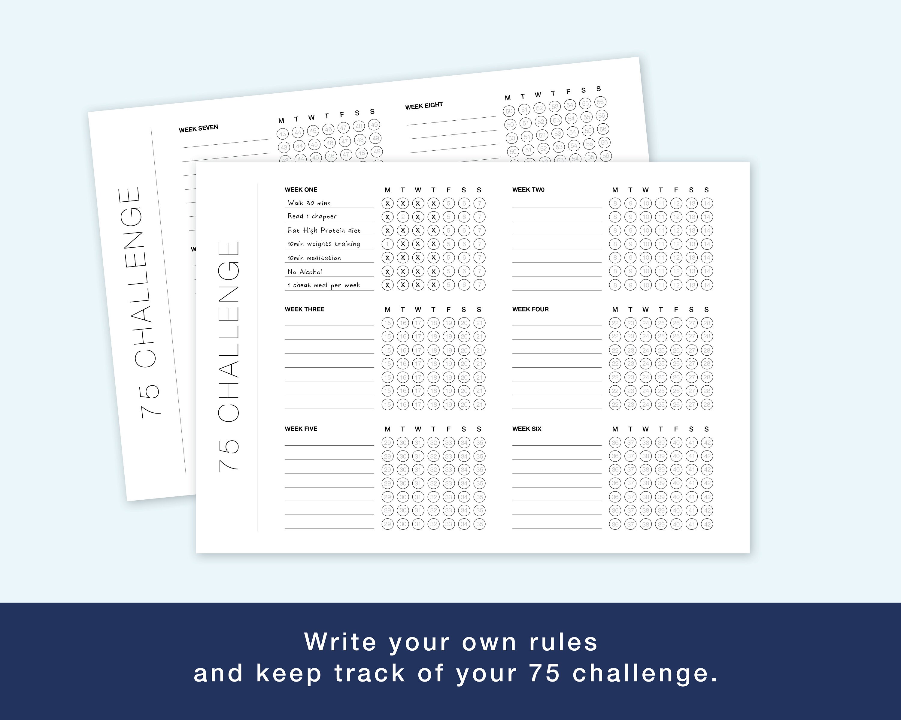 75 Challenge Custom Tracker Printable Digital Download - Etsy