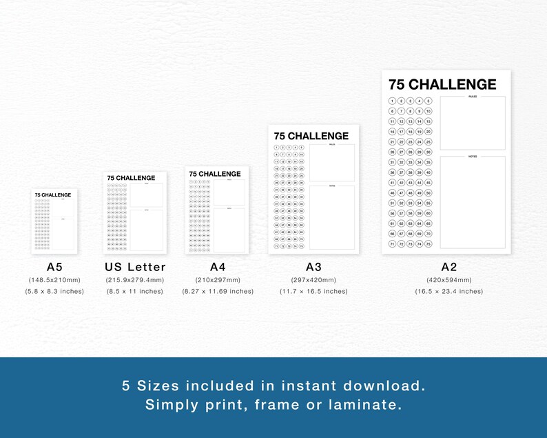 75 Challenge Tracker Printable Fitness Goals Weight Loss, Hard - Etsy