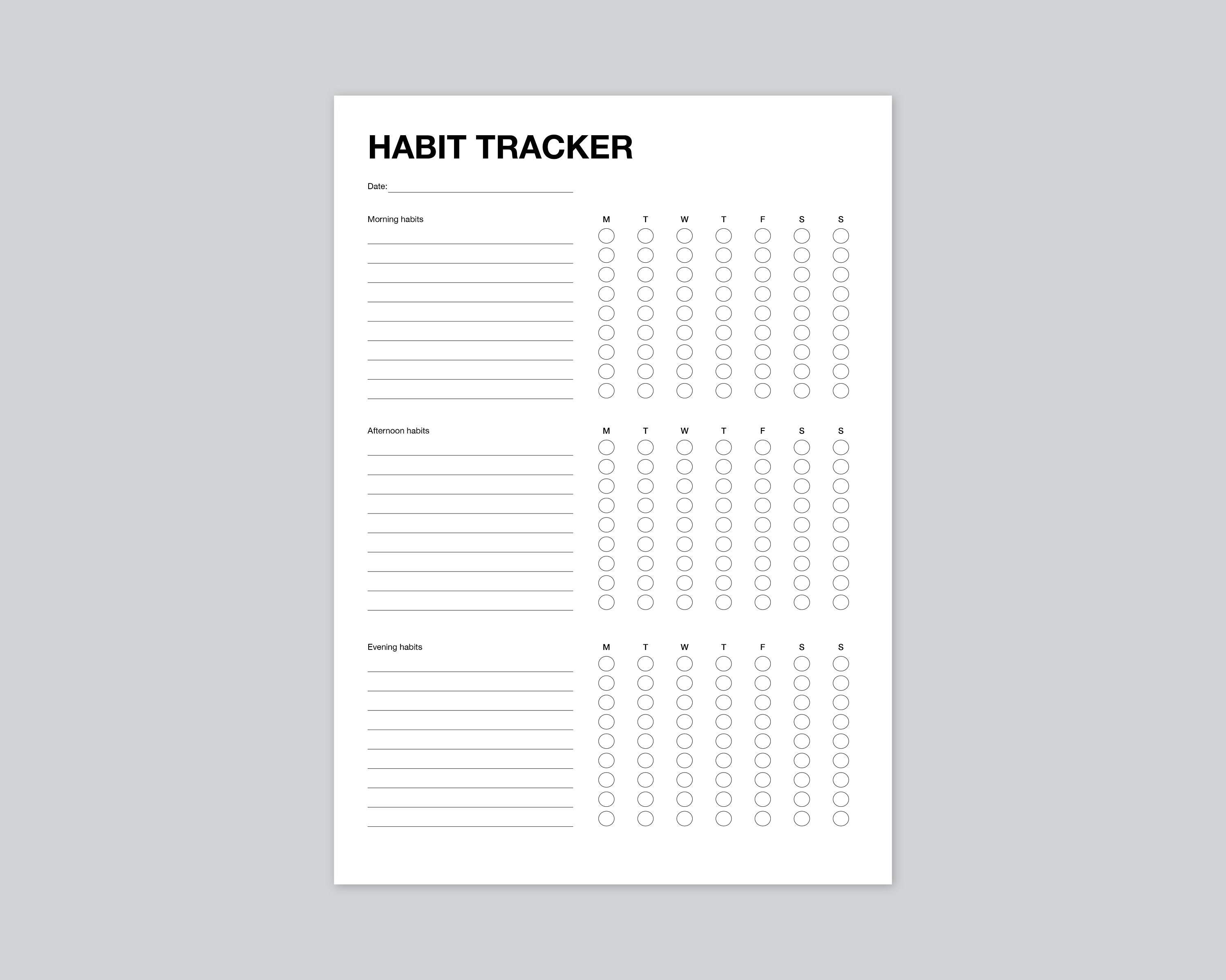 Habit Tracker Printable Digital Download, Pdf, Personal Development ...