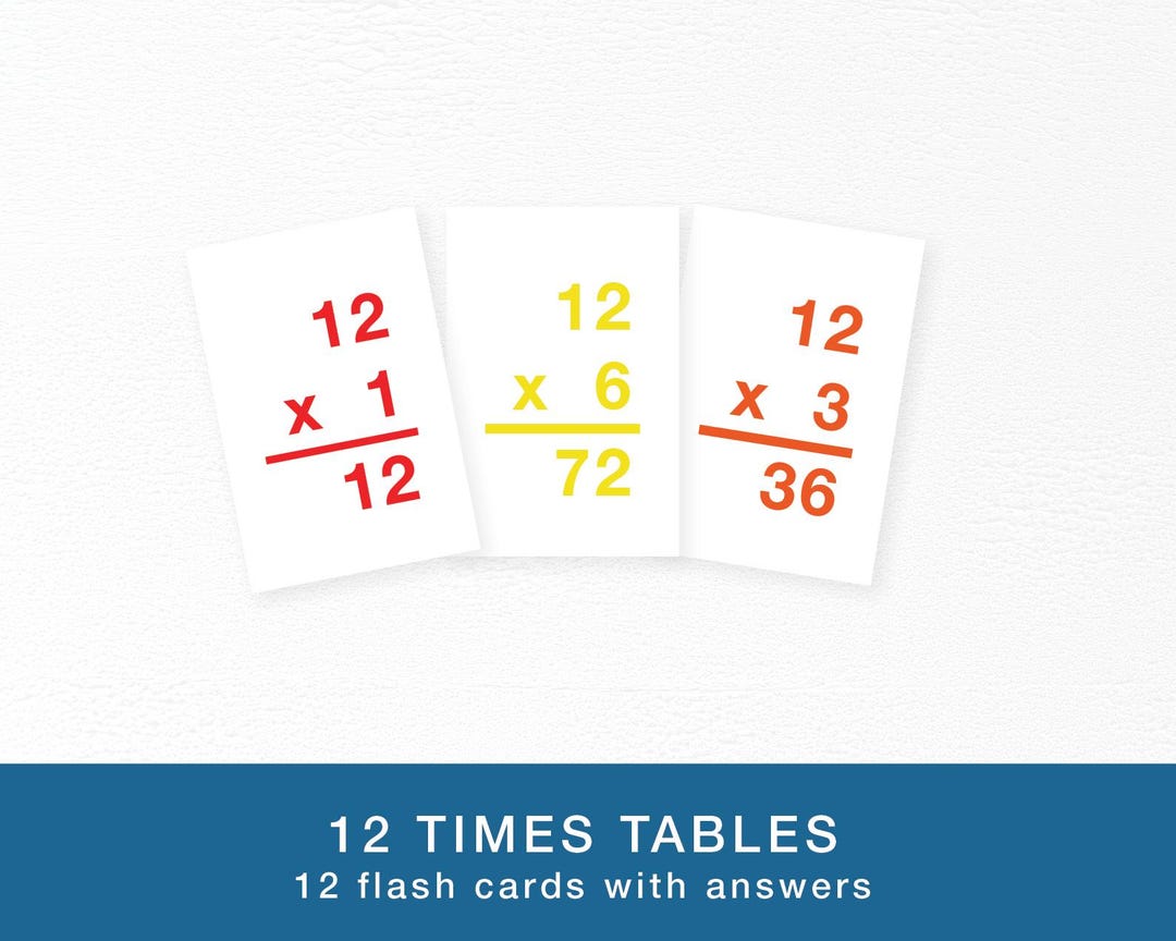 Tarjetas didácticas de la tabla del doce con respuestas: PDF imprimible ...