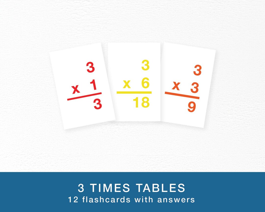 Three Times Table Flashcards With Answers - Printable PDF for Easy ...