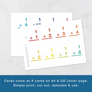 1 Addition Maths Flash Cards Printable Educational, Home School ...