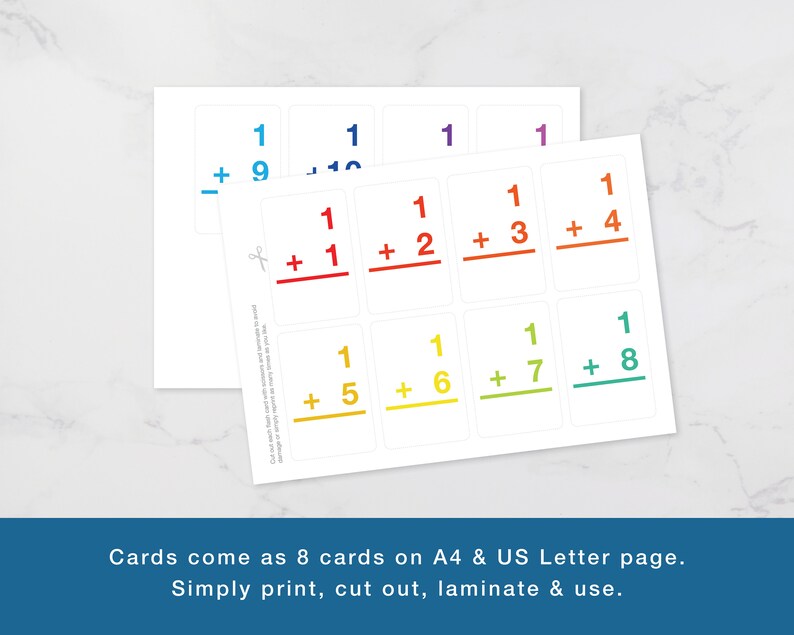 1 Addition Maths Flash Cards Printable Educational, Home School ...
