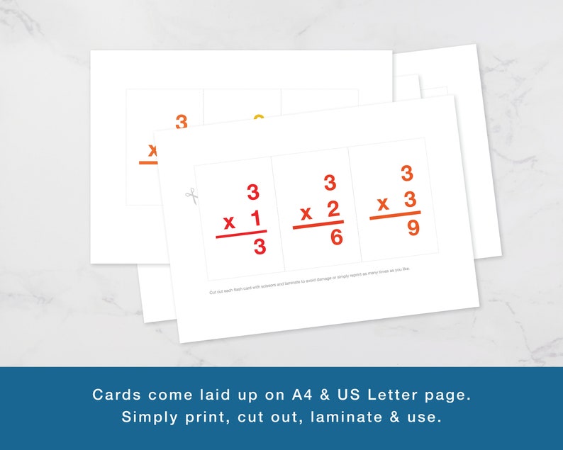 Three Times Tables Flash Cards Printable Maths, Multiplication School ...