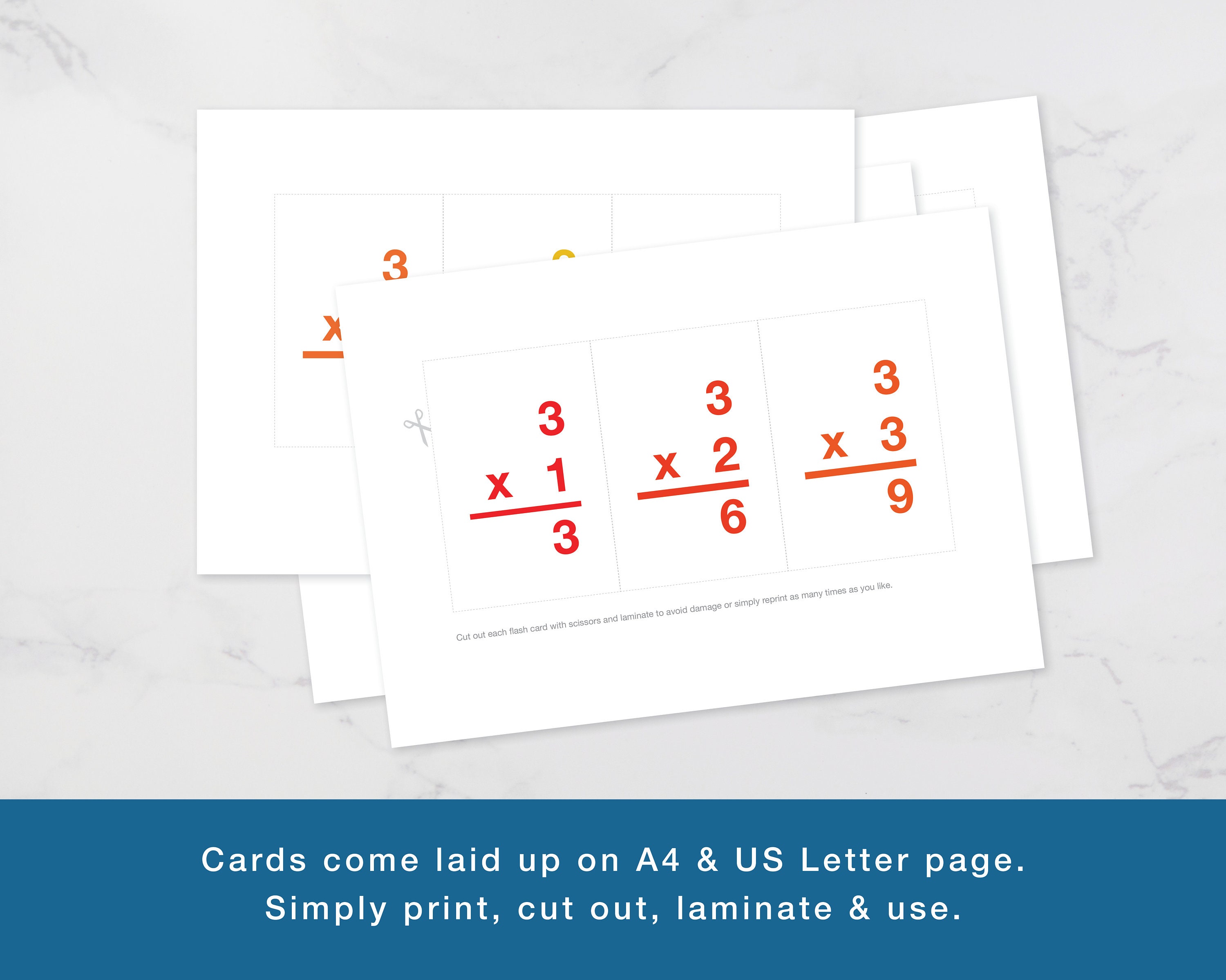 Three Times Tables Flash Cards Printable Maths, Multiplication School ...