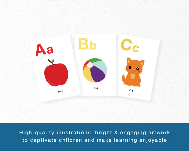 Alphabet Flash Card PDF Printable - Educational Fun for Kids! - Etsy Canada