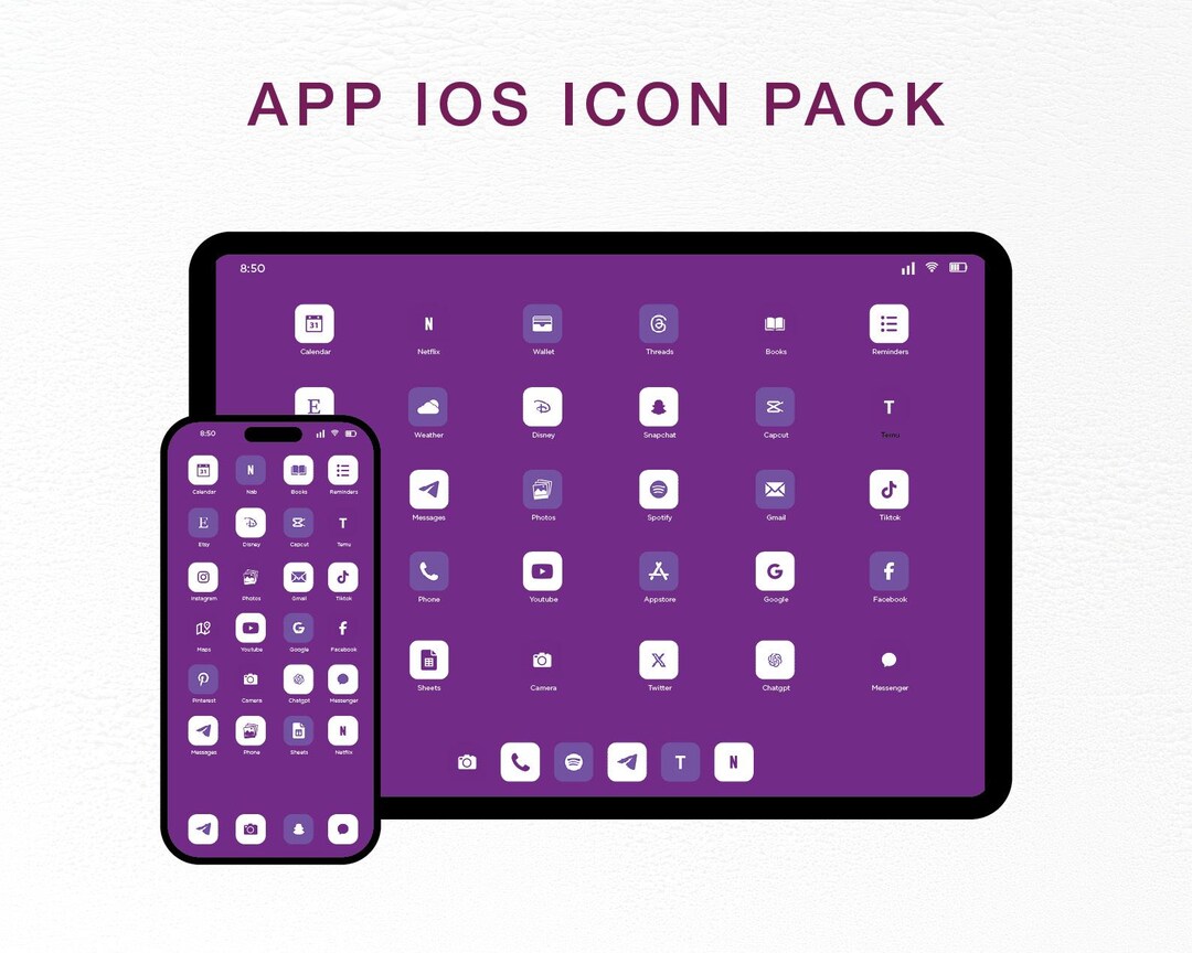 Purple iPhone & iPad App Icons | Custom IOS Icons | Aesthetic App Icons ...