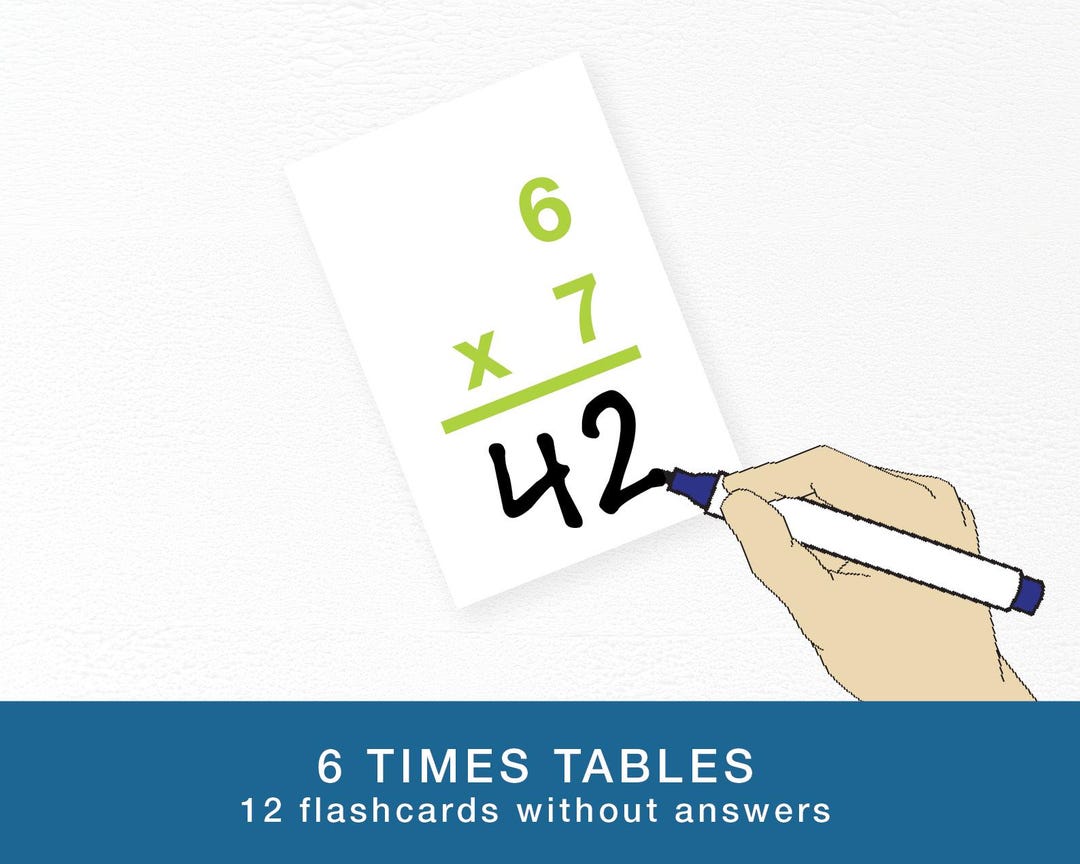 Six Times Table Flashcards Without Answers Printable PDF for ...
