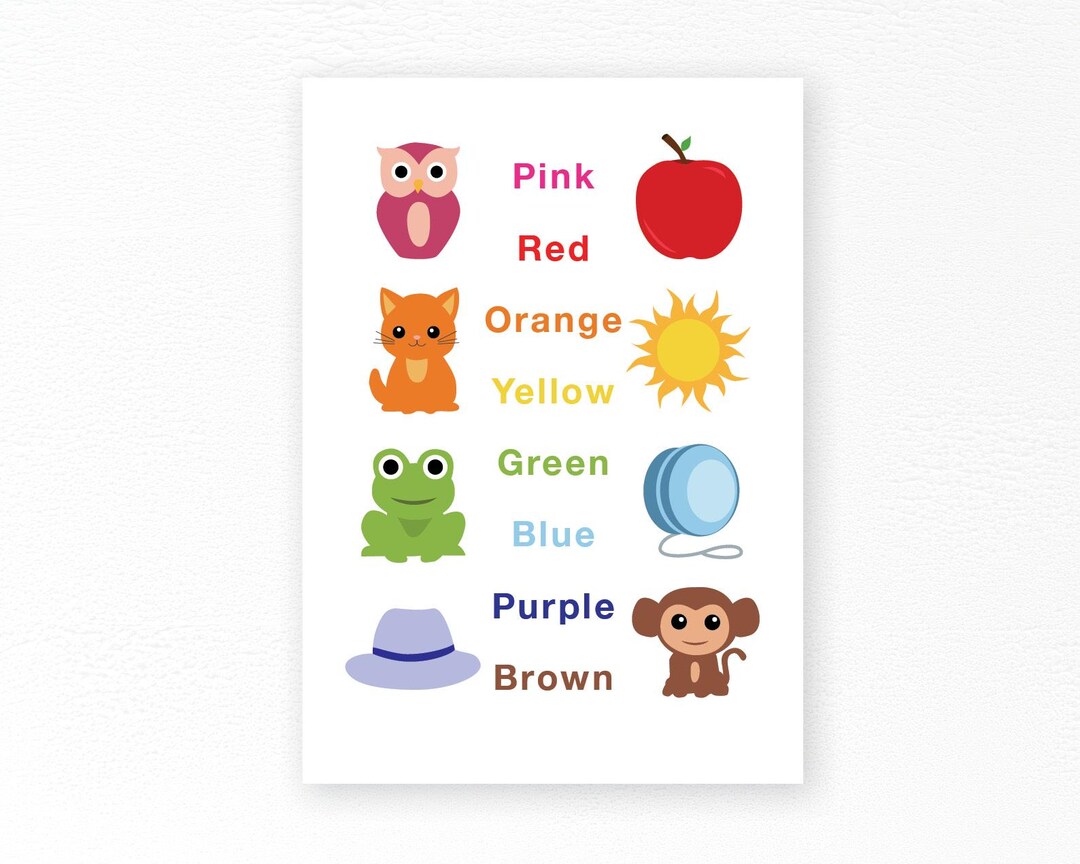 Colours and Animals Printable PDF Educational Colour Recognition Poster ...