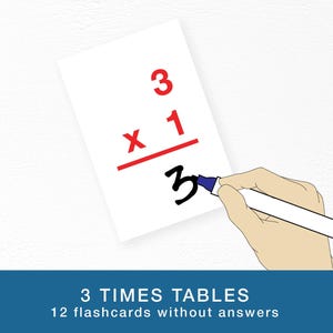 Three Times Table Flashcards Without Answers - Printable PDF for ...