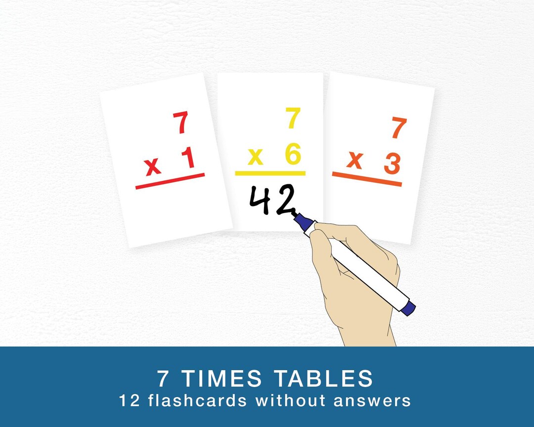 Seven Times Table Flashcards Without Answers - Printable PDF for ...