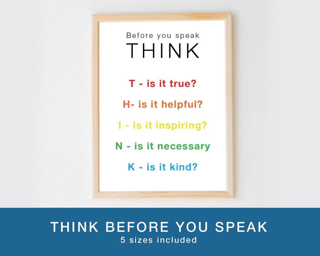 Think Before You Speak Printable Poster for Kids – Teach Mindfulness ...