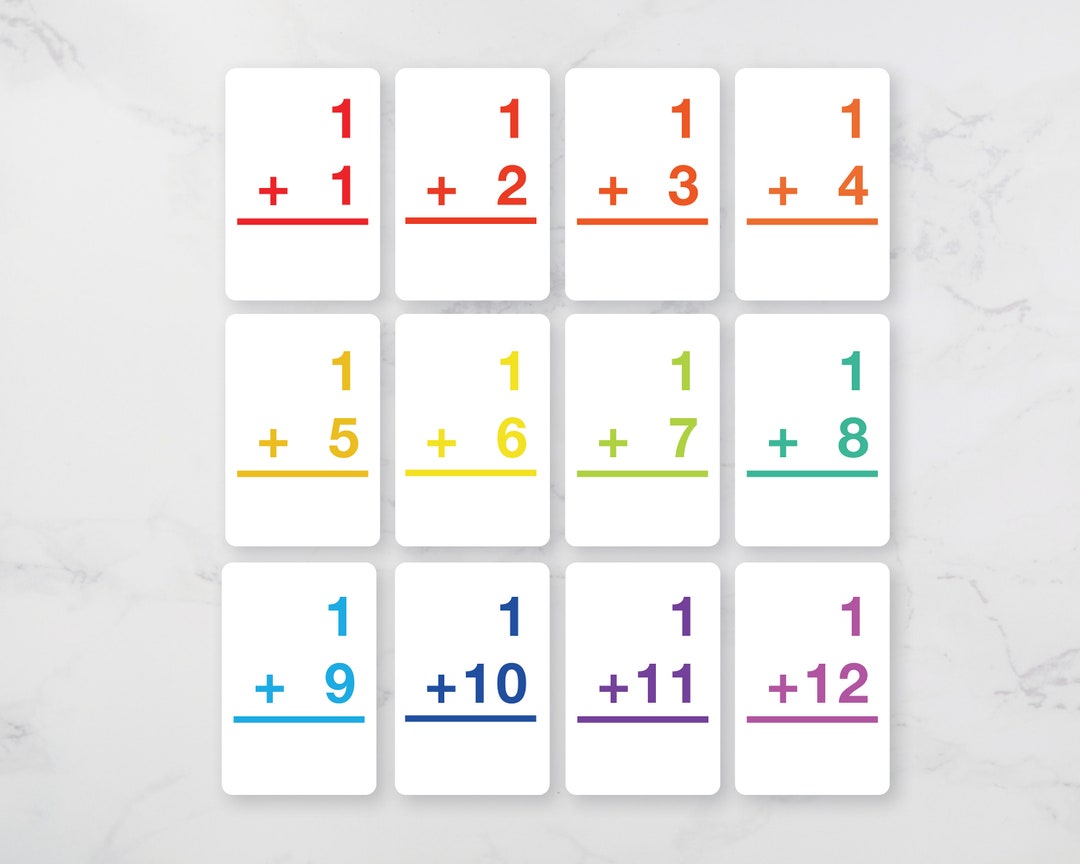 1 Addition Maths Flash Cards Printable Educational, Home School ...