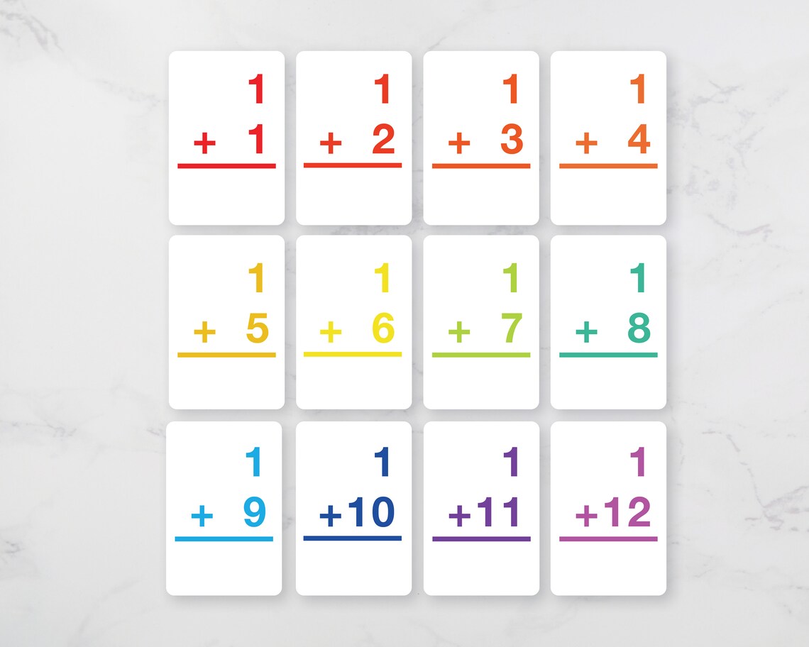 1 Addition Maths Flash Cards Printable Educational, Home School ...
