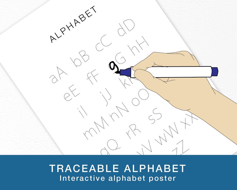 Traceable Alphabet Poster for Kids | Printable Handwriting Practice ...