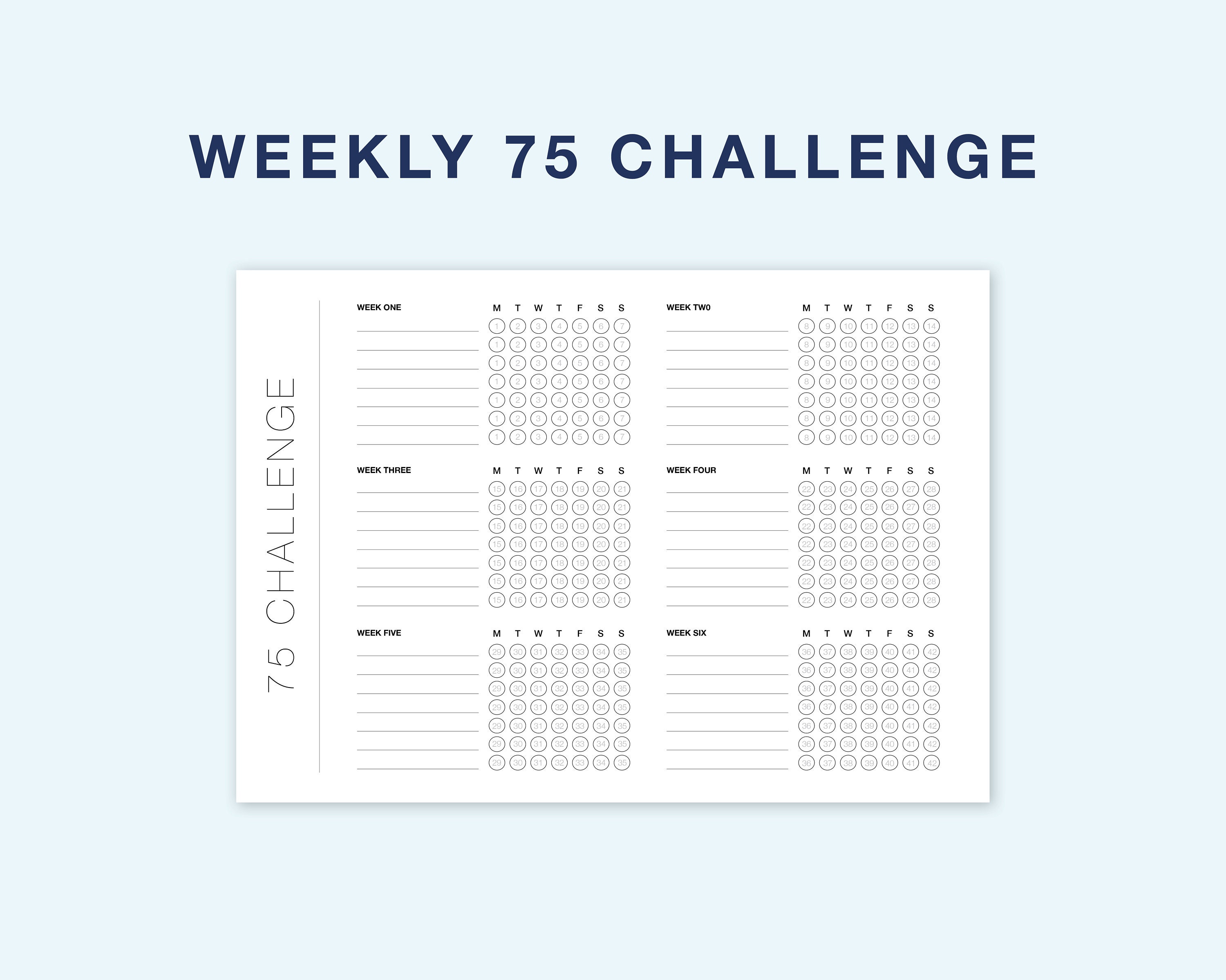 75 Challenge Custom Tracker Printable Digital Download - Etsy