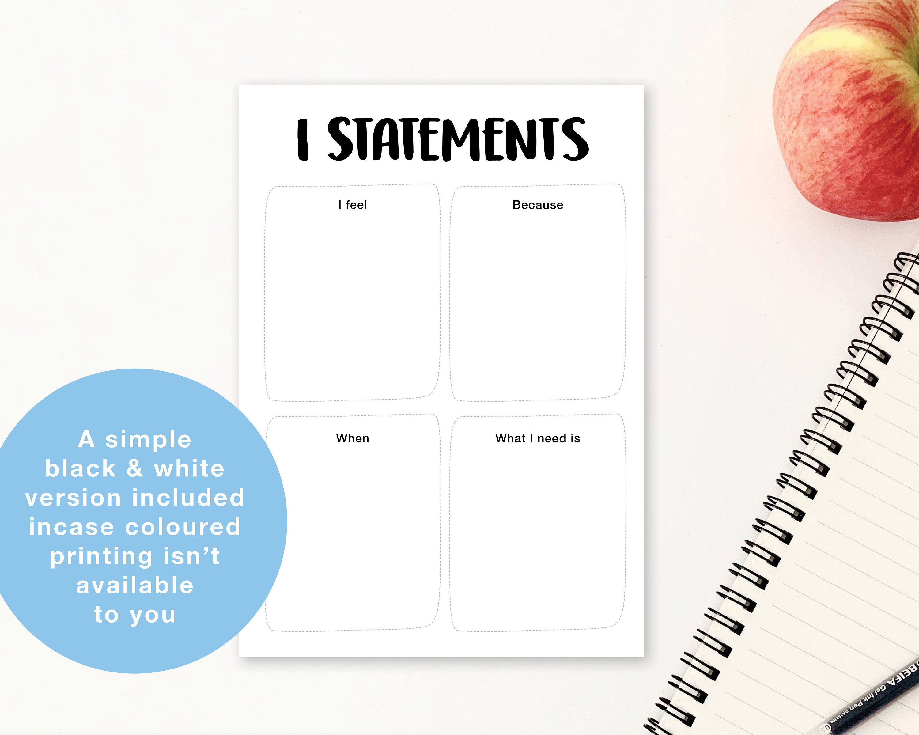 I Statements Worksheet Learning Emotions - Etsy