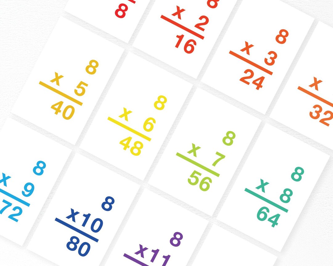 Eight Times Table Flashcards With Answers - Printable PDF for Easy ...