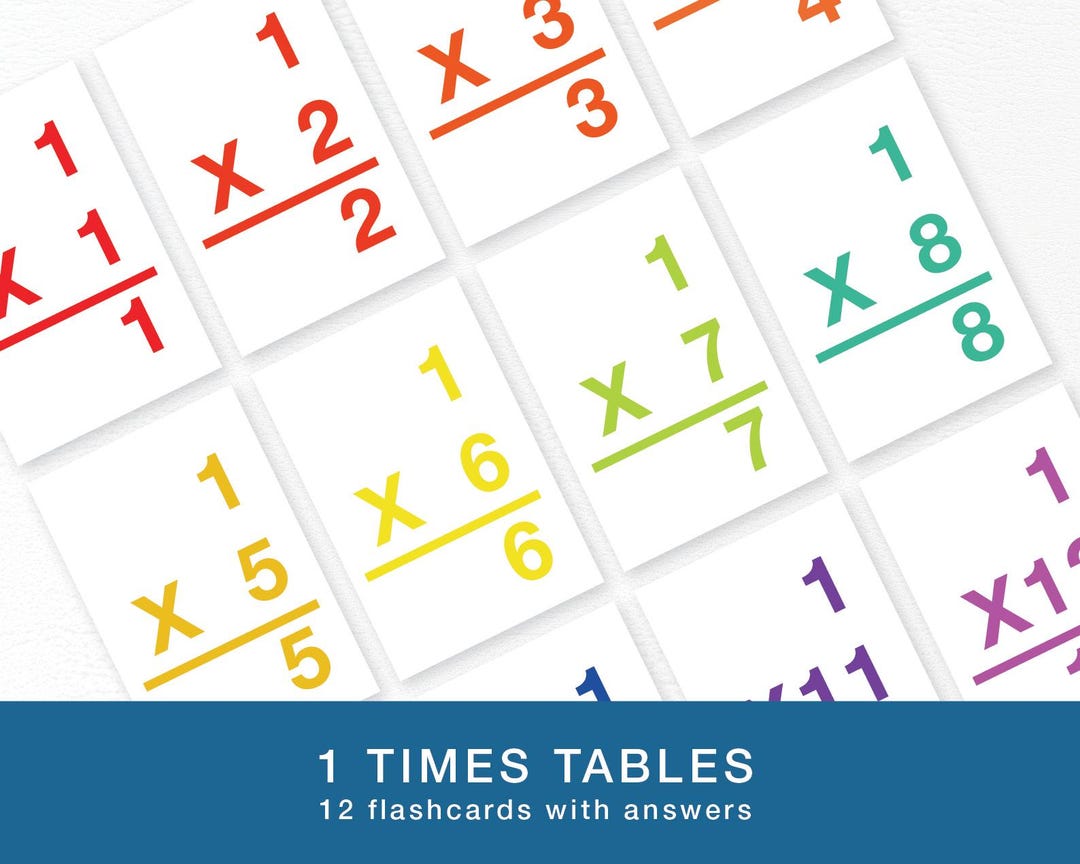 1 Times Table Flashcards With Answers - Printable PDF for Easy ...
