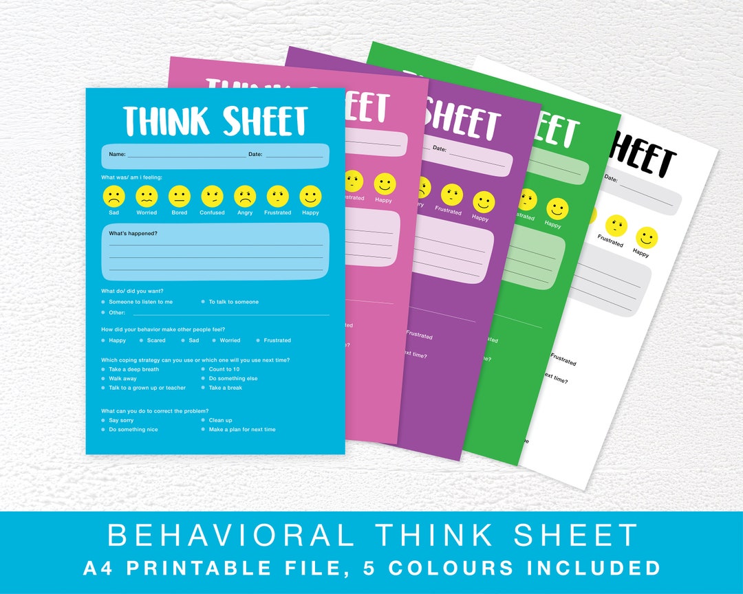 Kids Behaviour Reflections Think Sheet - Etsy