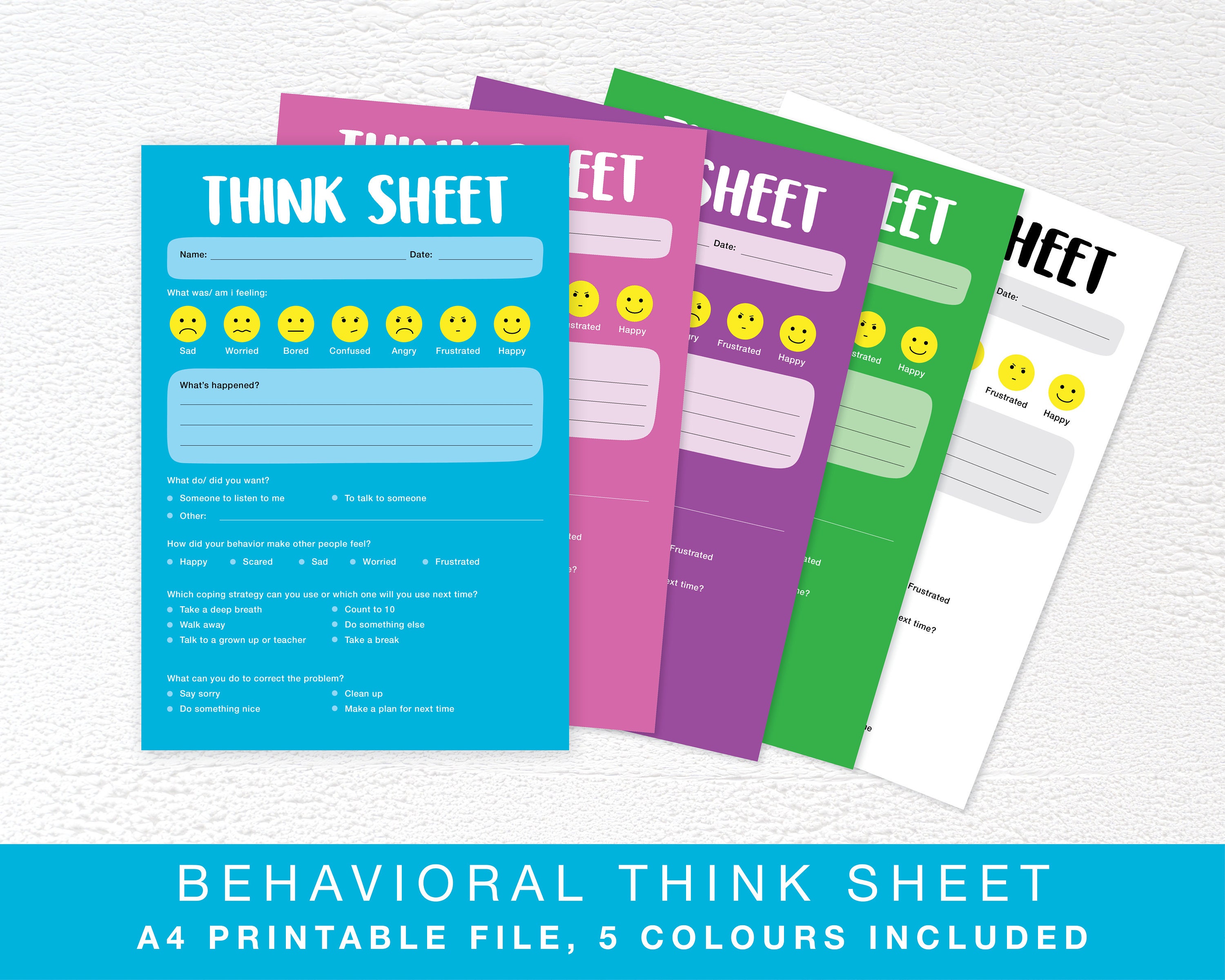 Kids Behaviour Reflections Think Sheet - Etsy