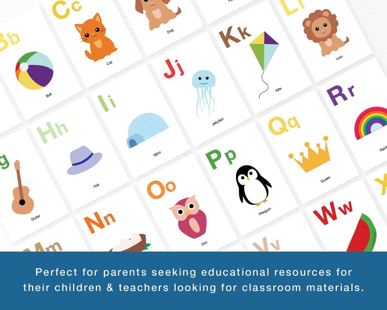 Alphabet Flash Card PDF Printable - Educational Fun for Kids! - Etsy ...