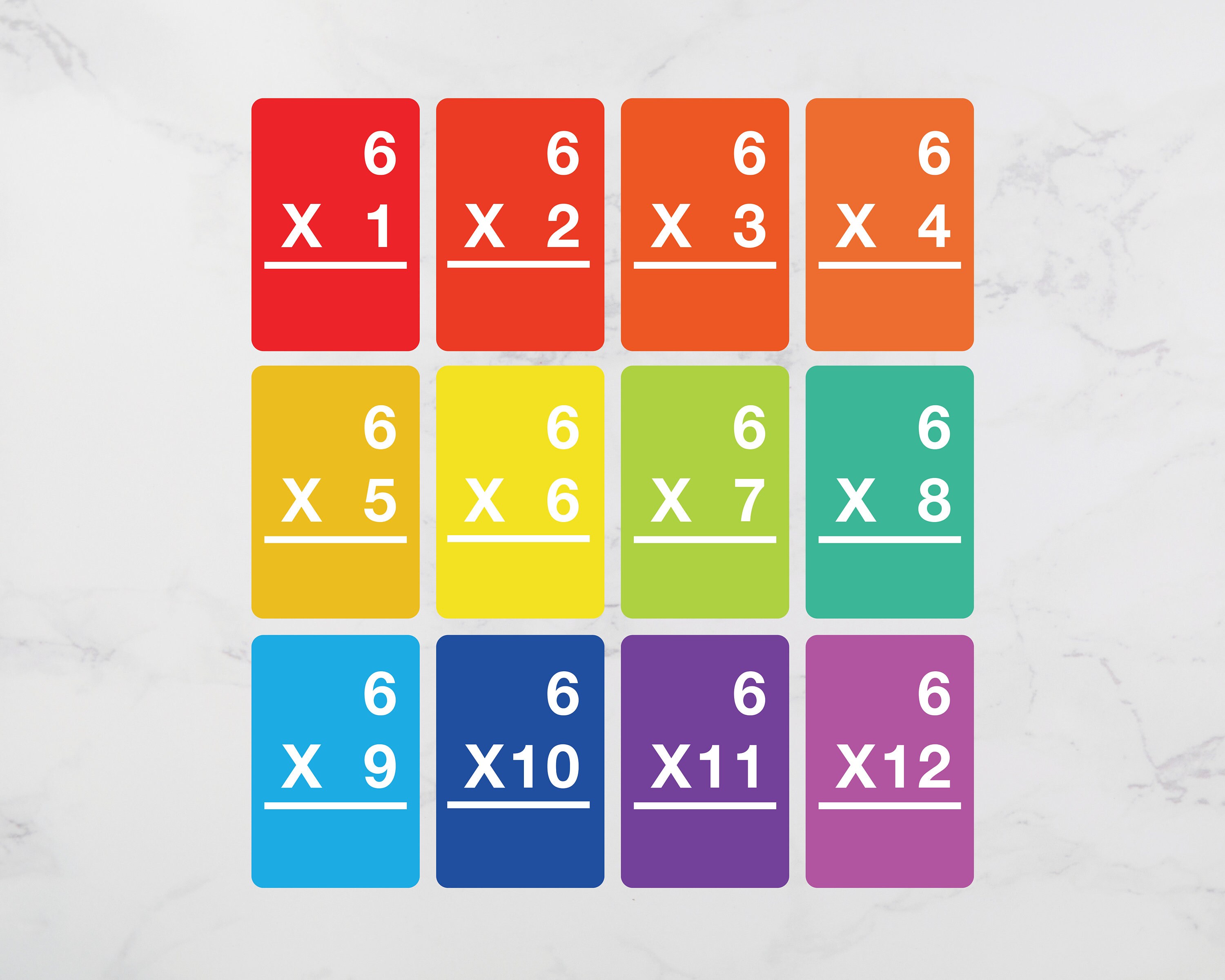 Six Times Tables Flash Cards Printable Instant Download - Etsy