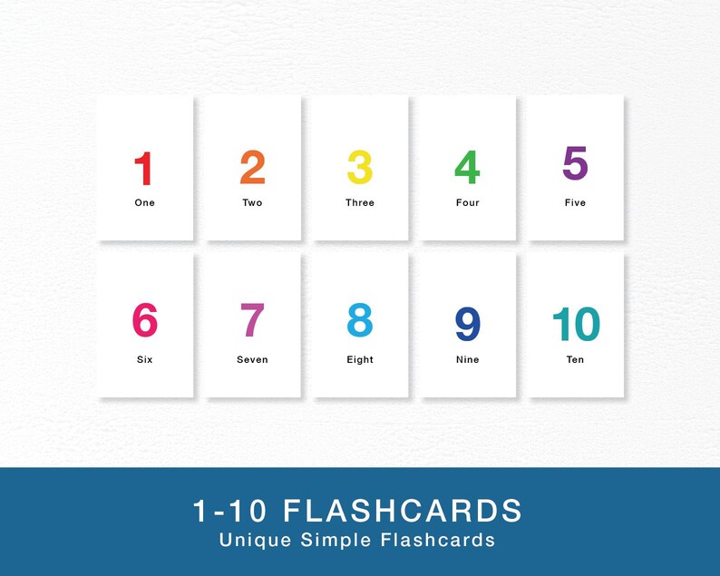 Number Flashcards 1-10 Printable PDF – Educational Learning Tool for ...