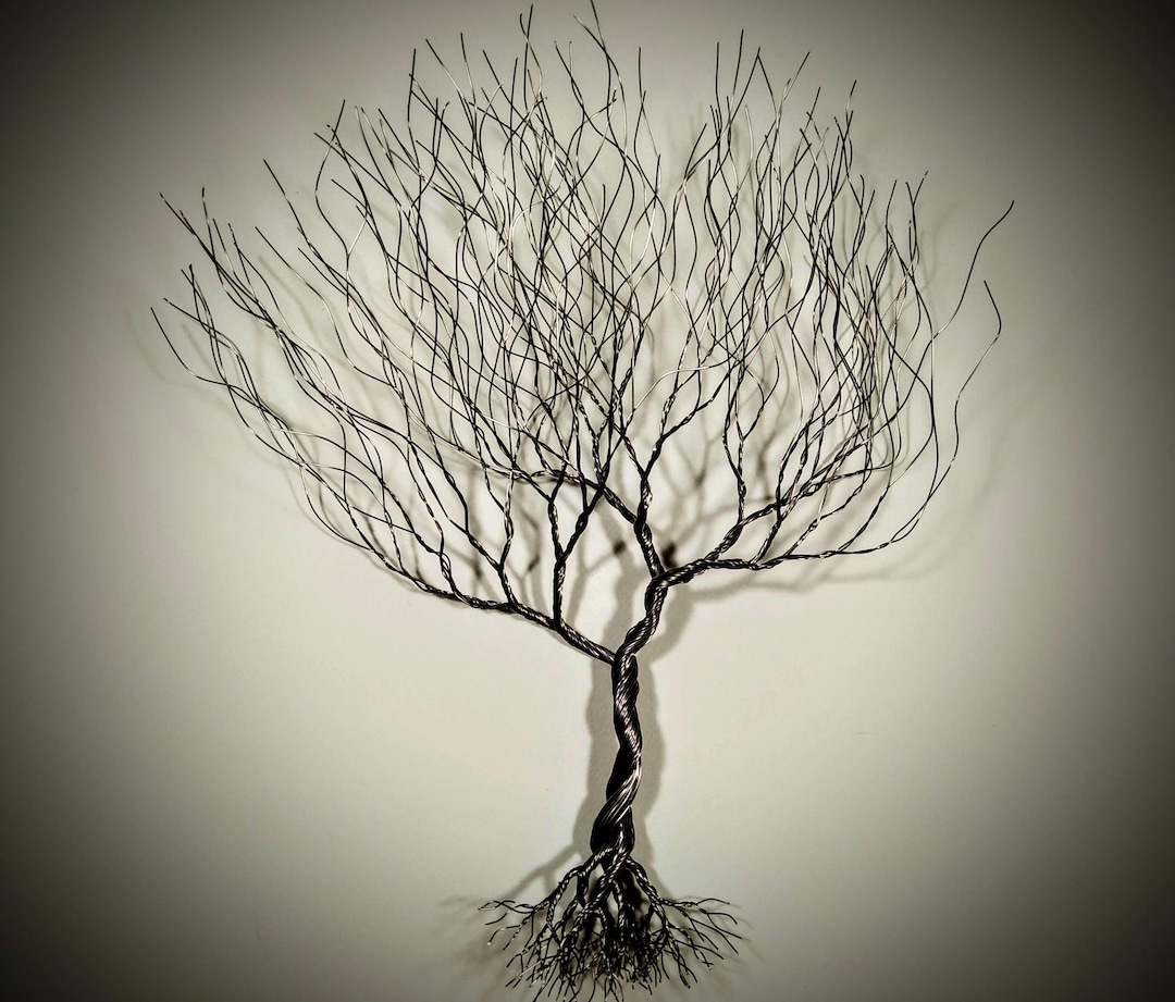 Silver Metal Tree Art, Wire Bonsai Tree Wall Decor, Wire Tree of Life ...