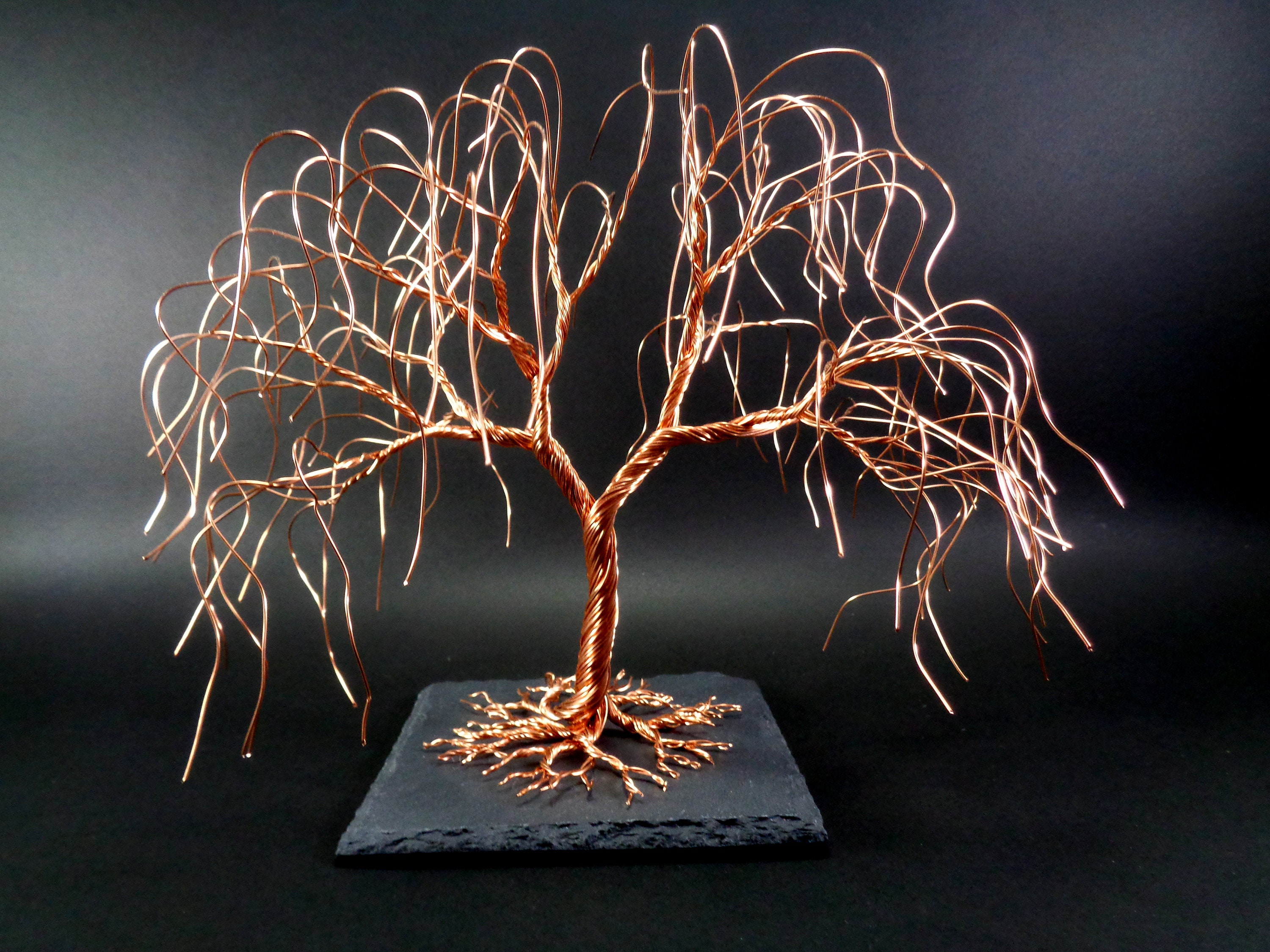 Copper Weeping Willow Wire Tree Sculpture, Metal Tree of Life Sculpture ...
