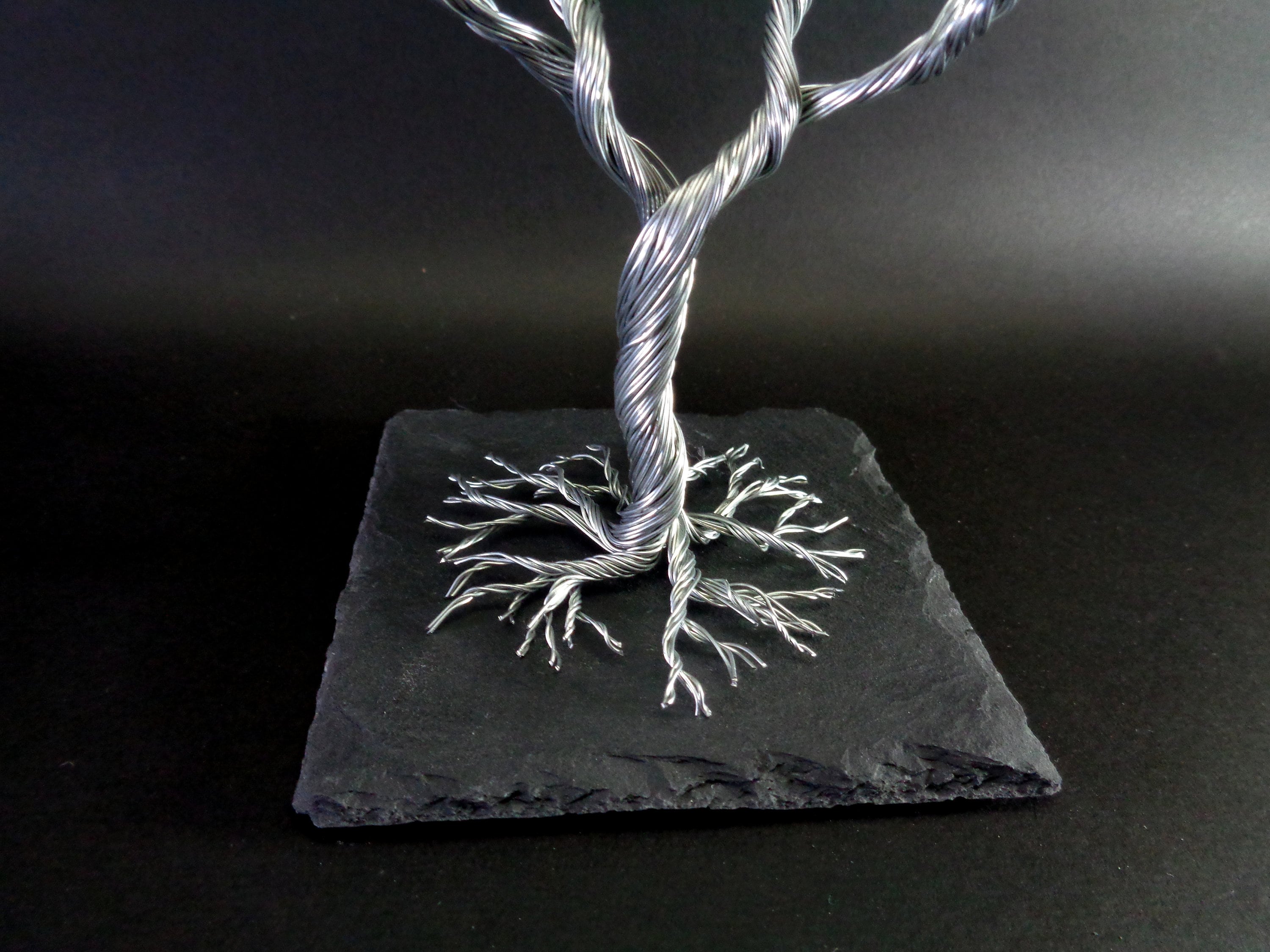 Steel Wire Tree Sculpture on Slate Base, Metal Tree of Life Sculpture ...
