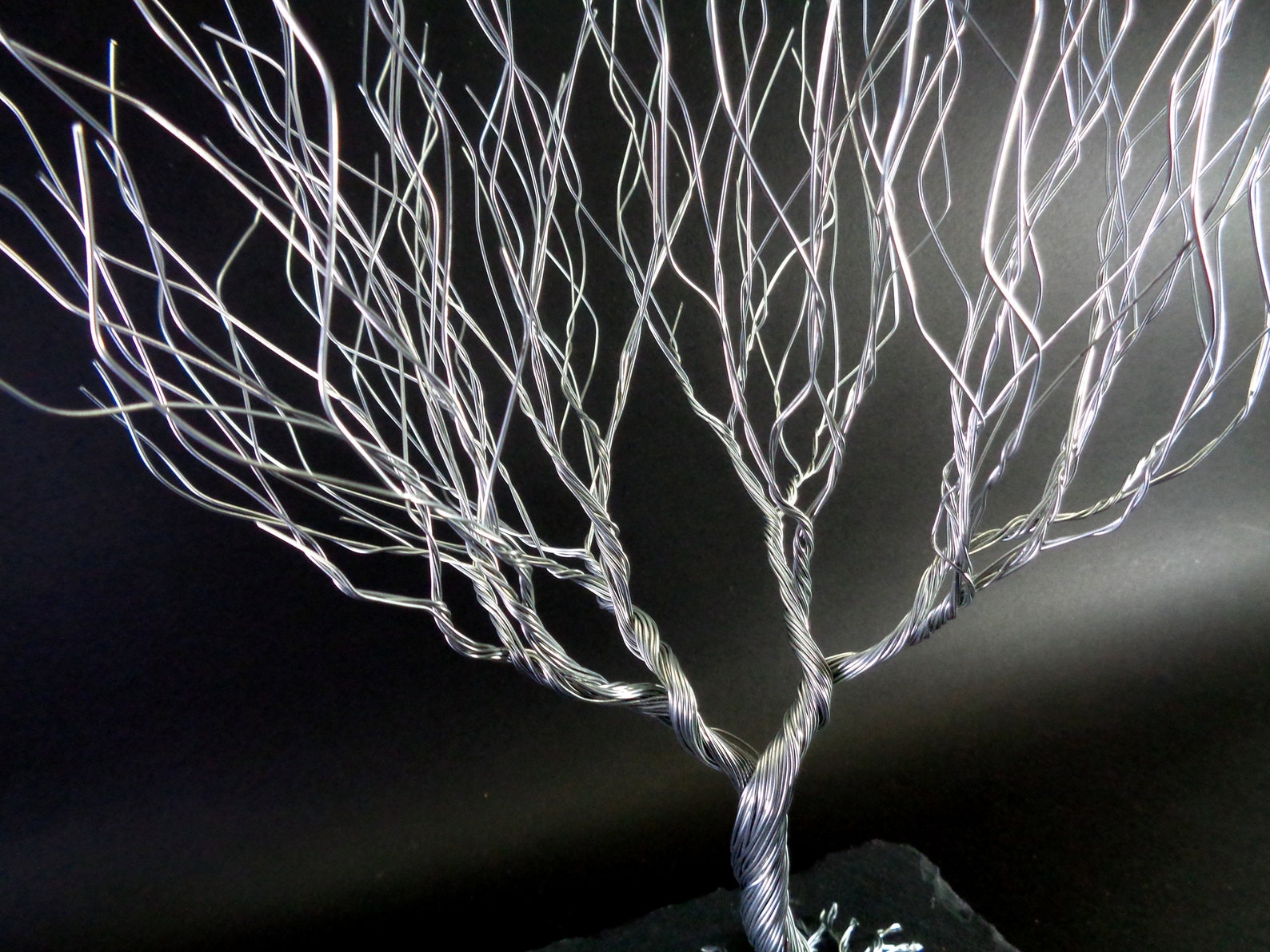 Steel Wire Tree Sculpture on Slate Base, Metal Tree of Life Sculpture ...