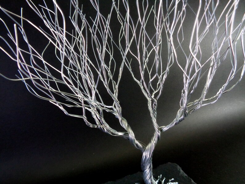 Steel Wire Tree Sculpture on Slate Base, Metal Tree of Life Sculpture ...