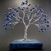 Blue Wire Tree Sculpture on Wooden Base, Bonsai Wire Tree ...
